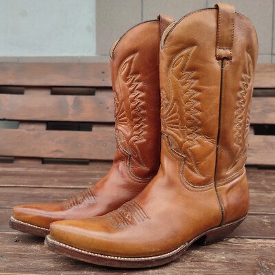 Buffalo Authentic Vintage Brown Leather Western Cowboy / Cowgirl Boots ...