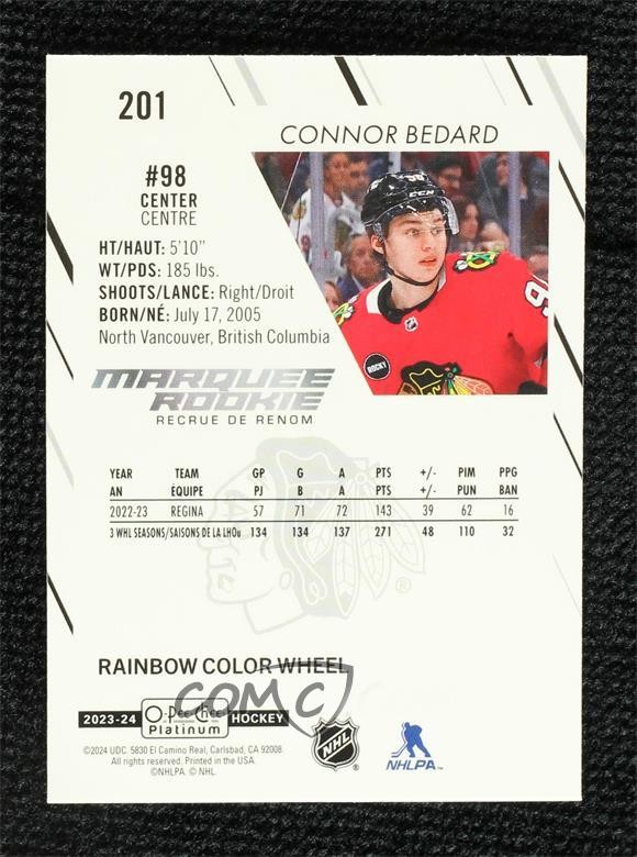 2023-24 O-Pee-Chee Platinum Rainbow Color Wheel Connor Bedard #201 ...
