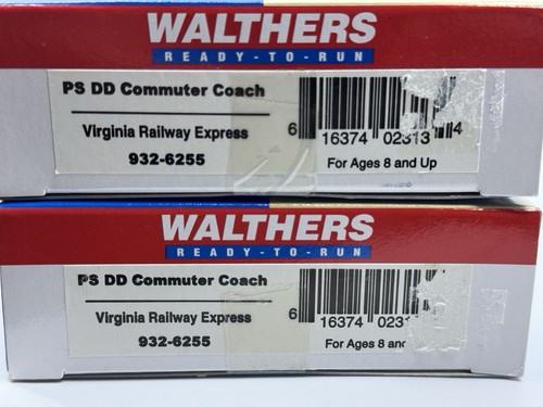 HO Lot of 2 Walthers Virginia Railway Express PS DD Commuter Coach Cars ...