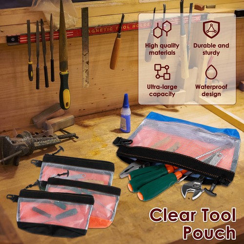 4Pcs Clear Tool Pouch Waterproof Oxford Cloth Small Tool Bag ...