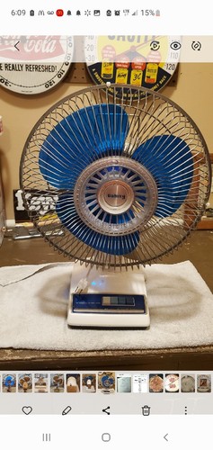 Vintage Galaxy 12" Oscillating 3 Speed Fan Translucent Blue Blades ...