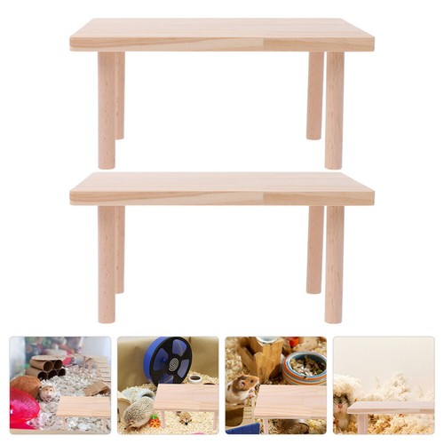 2 Pcs Hamster Platform Play Gym Cage Partition Baby Travel Rodent Wood ...
