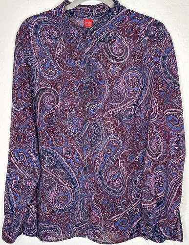 Me by Emme Women’s Blouse Sz 1X Paisley Print Sheer Button Up | eBay