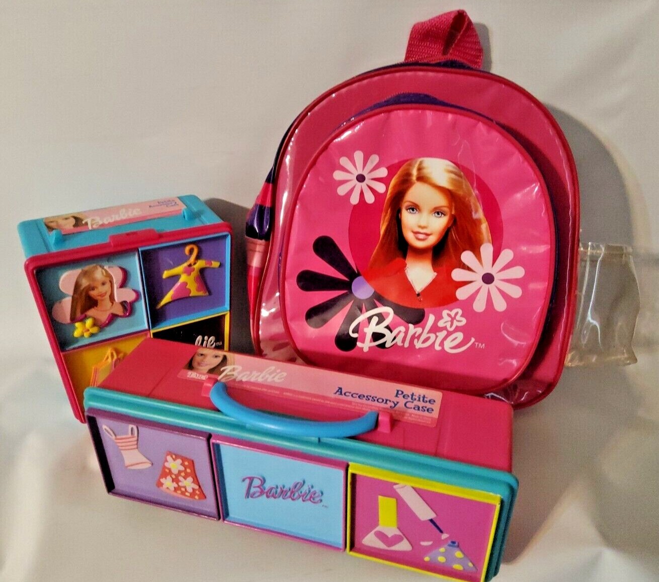 2 Mattel Barbie Petite Accessory Cases by TARA & 1 PVC Small Backpack ...