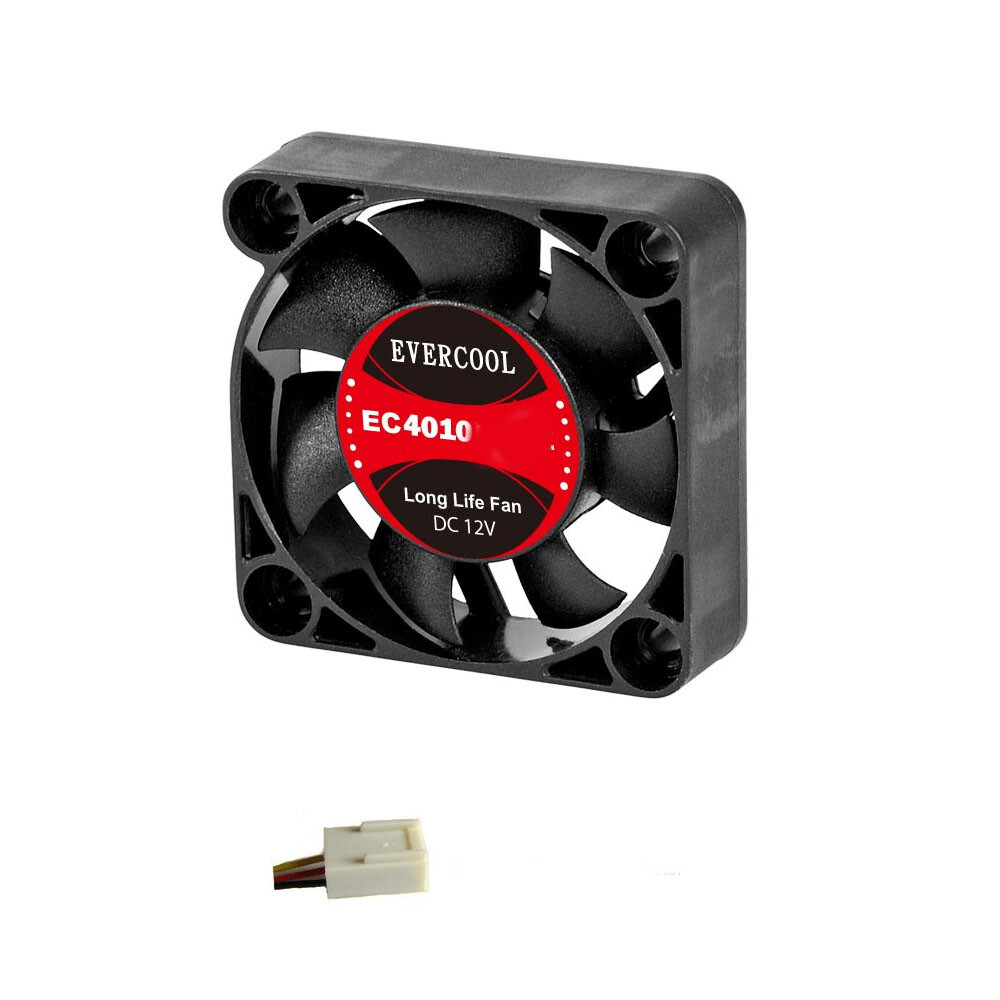 Evercool 40mm 4cm 40 x 10mm 3 Pin 12 Volt PC Case Fan (M) EC4010M12 for ...
