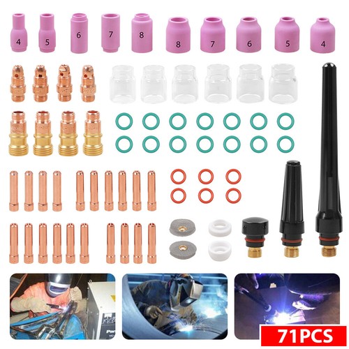 TIG Welding Torch Accessories Kit Stubby Gas Lens Pyrex Glass Cup WP-17 ...