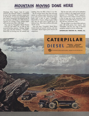1945 Caterpillar Diesel: Mountain Moving Done Here Vintage Print Ad | eBay