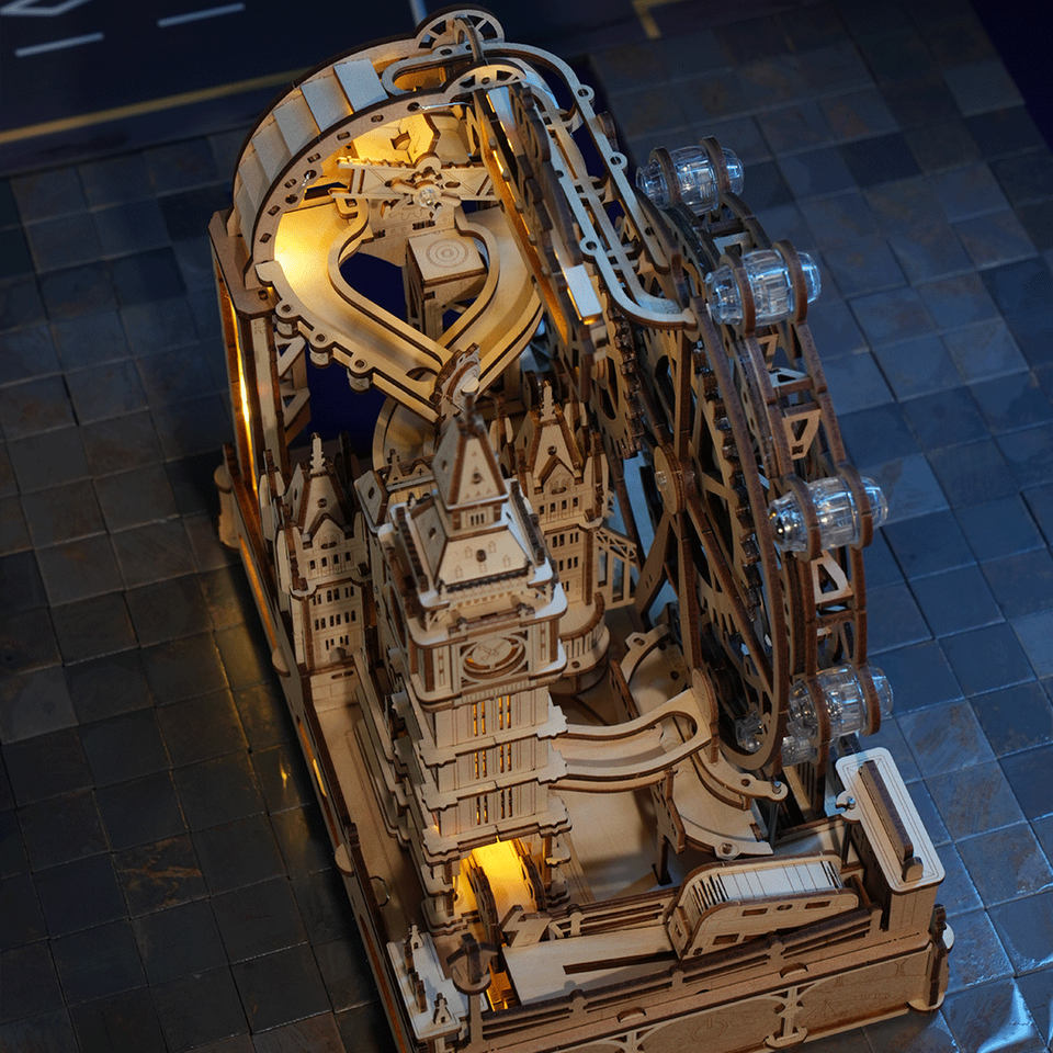 ROKR Marble Travel London 3D Wooden Puzzle DIY Marble Run Kit EGB01 ...