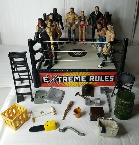 Lot Of WWF WWE Mattel Extreme Ring Arena For Figures Spring Floor With ...