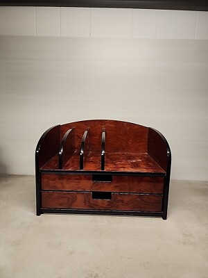 SECRETARY HUTCH~DESK ORGANIZER WOOD B0X TABLE TOP Drawers File Dividers ...