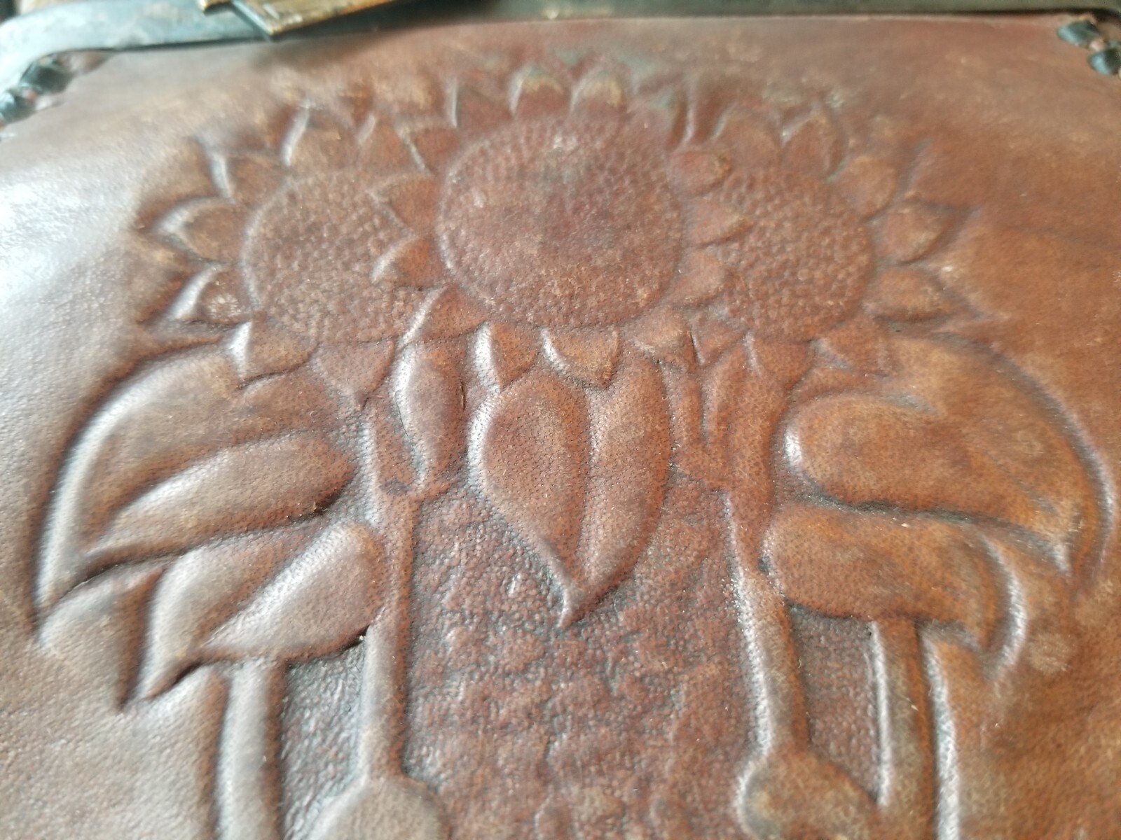 Antique 1910's Roy Croft Hand Tooled Leather Floral Arts and Crafts ...