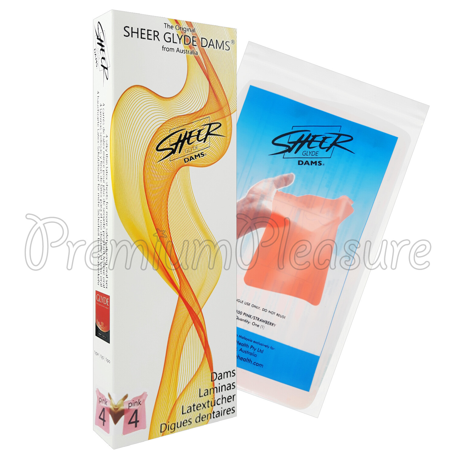 4 x Sheer Glyde Dams Pink Strawberry flavored Dental Thin latex sheets ...