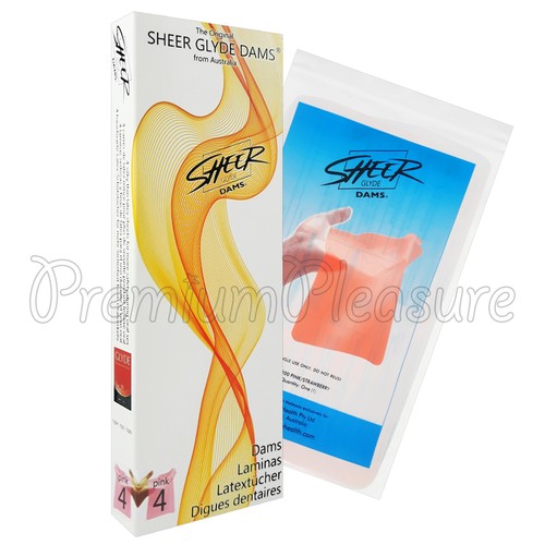 4 x Sheer Glyde Dams Pink Strawberry flavored Dental Thin latex sheets ...