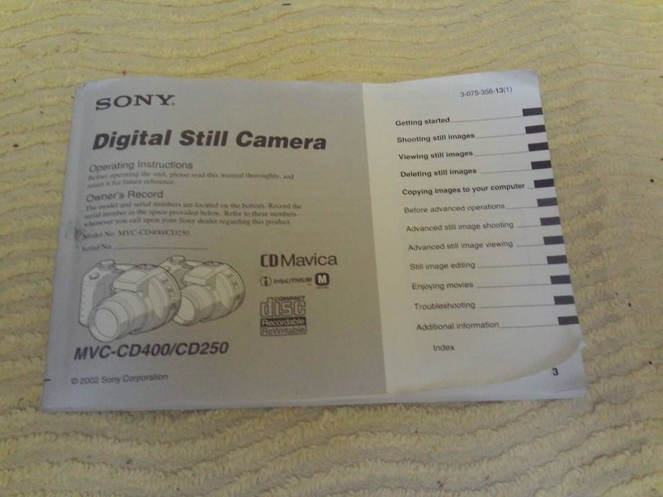 Sony CD Mavica 4.0MP Digital Camera - MVC-CD400 - w/Case | eBay