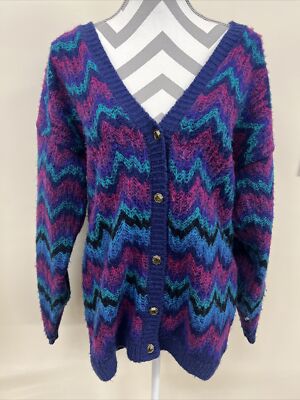 VTG 90s Pasta Multicolored striped Textured Button Cardigan Sweater ...