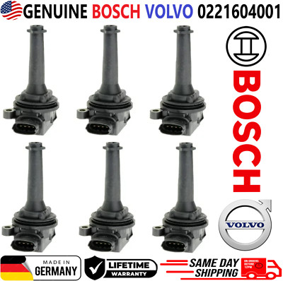 GENUINE BOSCH x6 Ignition Coils For 1999-2009 Volvo C70 S60 S70 80 V70 ...
