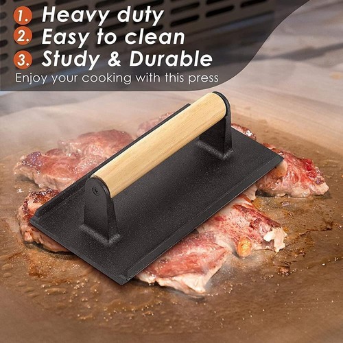 2PCS Cast Iron Grill Press Weight Steak Burger Press Griddles Flattops ...