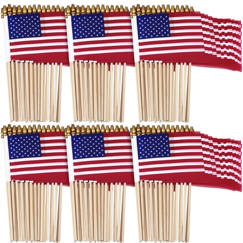 50 Pcs US Stick Flag 8 x 12 Inch Small American Flag Lawn Flags ...