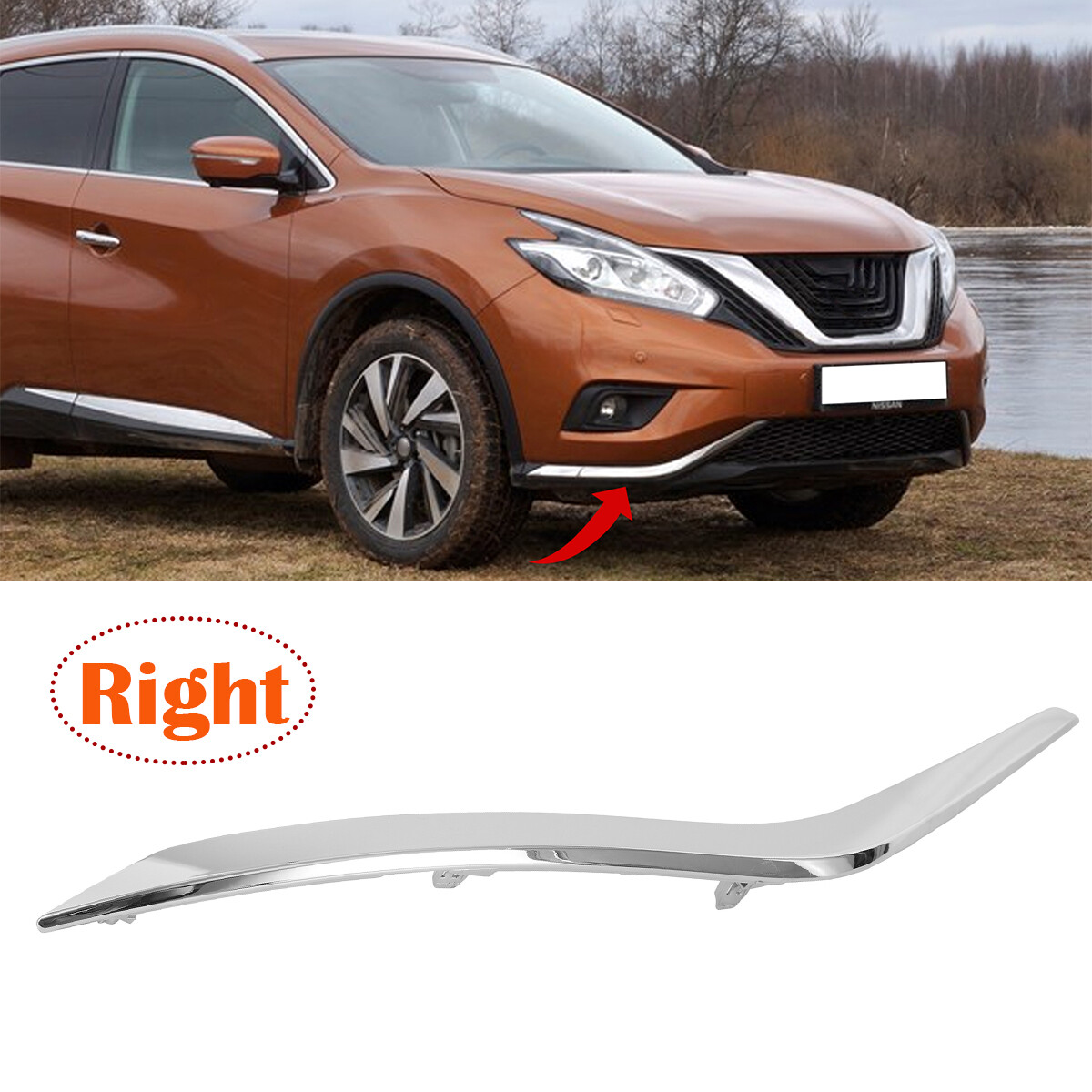 For 2015-2018 Nissan Murano Front Right Side Bumper Chrome Molding Trim ...
