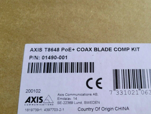 Axis Communications T8648 PoE+ COAX BLADE COMP KIT, 01490-001 6 channel ...