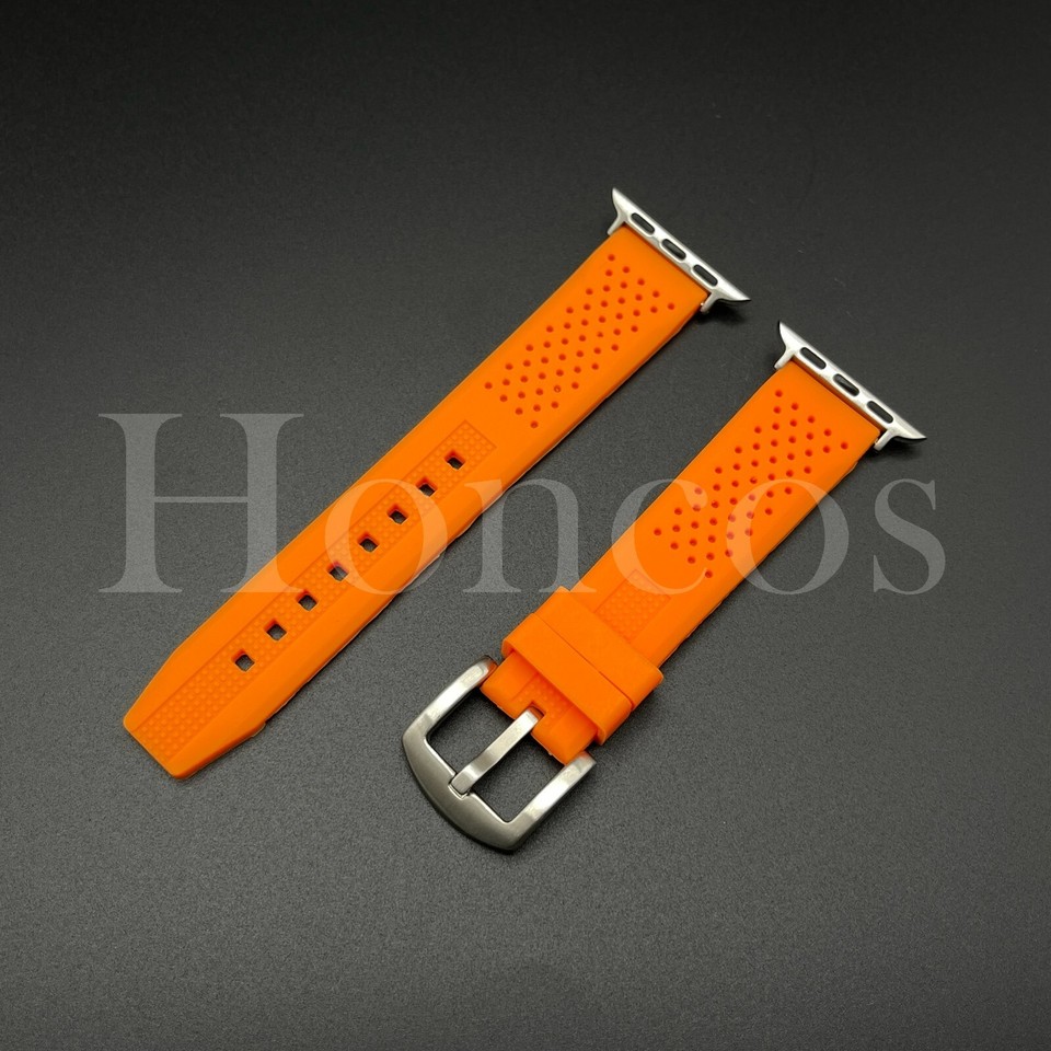 38mm-49mm Orange Silicone Rubber Apple Watch Band Strap for iWatch ...