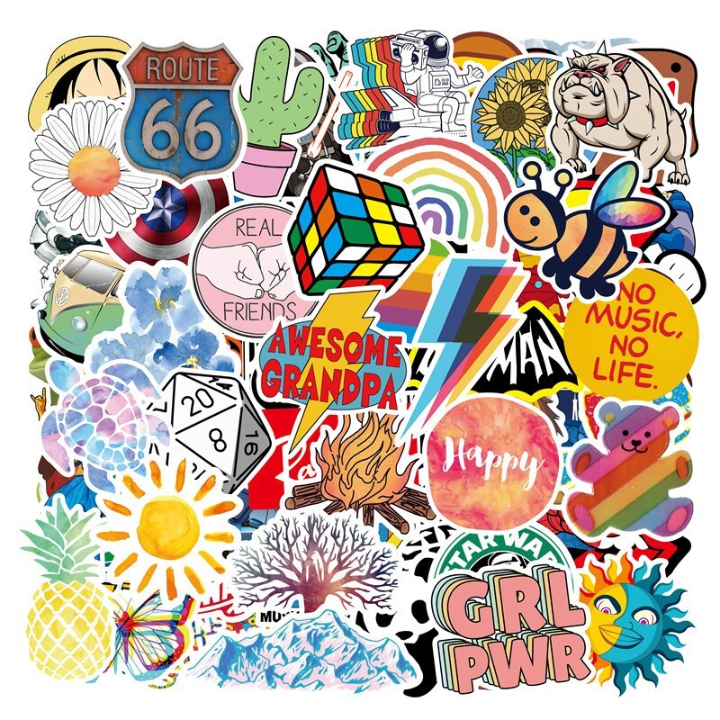 Lots of 200 Random Vinyl Laptop Skateboard Stickers Luggage Decals Dope ...