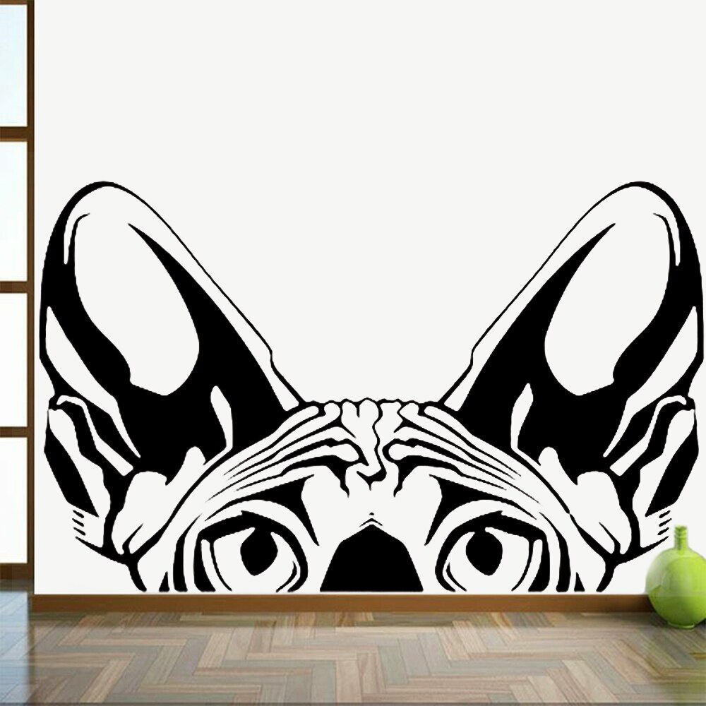 Animals Wall Sticker Sphynx Cat Head Peaking Vinyl Removable Window ...