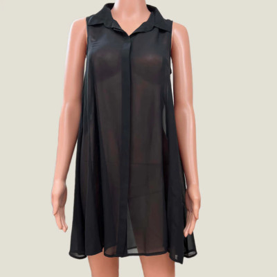 Monki Sheer Black Sleeveless Dress 8 | eBay