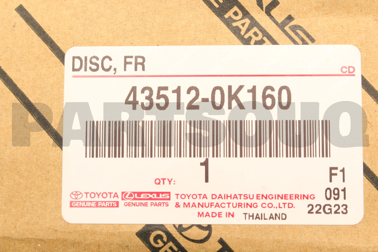 435120K160 Genuine Toyota DISC FR 43512-0K160 | eBay