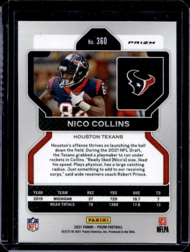 2021 Prizm Nico Collins RC Neon Green Pulsar Rookie #360 Texans | eBay