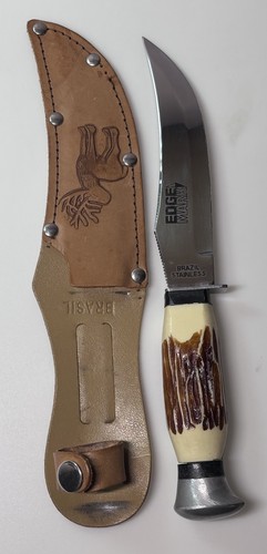 Vintage Edge Mark Fixed Blade Knife Stainless Brazil Brown Leather ...