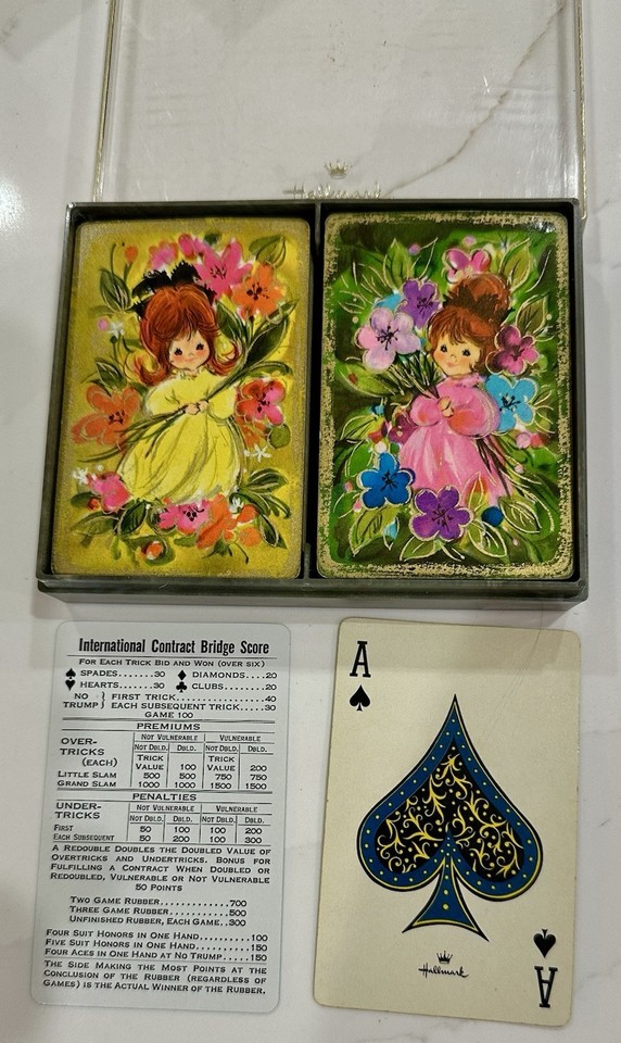 Vintage Playing Cards Florescence in Case 1970's Flower Girls 2 Decks ...
