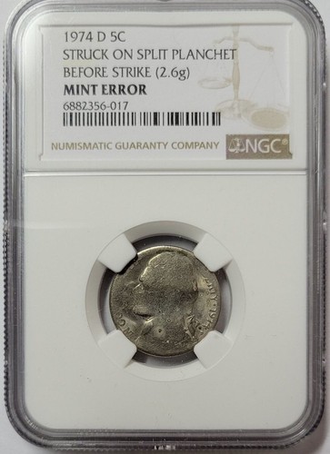 1974-D Jefferson Nickel, Struck on Split Planchet B4 Strike, NGC Mint Error Coin | eBay