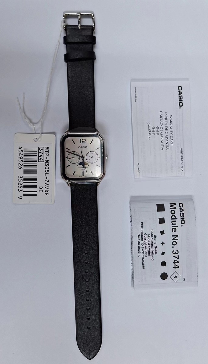 Casio MTP-M305L-7A Moon Phase Quartz Black Leather Band Casio MTP-M305L-7A Moon Phase Quartz Black Leather Band