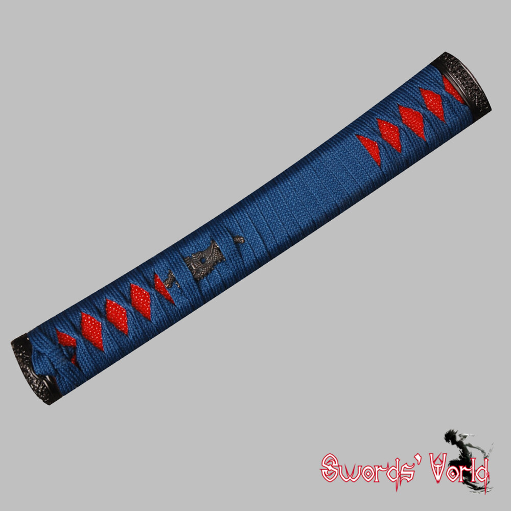 26cm Handle Tsuka Blue Silk Cord Red Rayskin For Japanese Katana ...