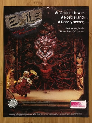 Exile PC TurboGrafx-CD Sega Genesis 1992 Print Ad/Poster Official Retro ...
