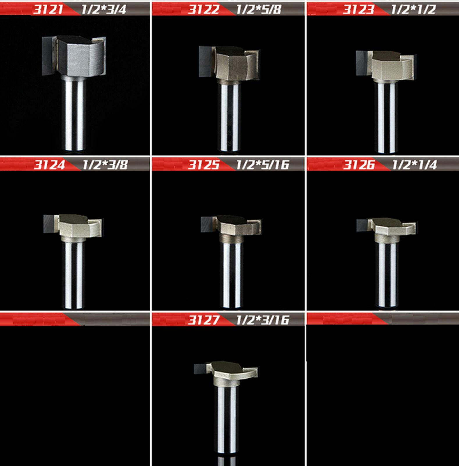 1/2" x 1/8" Cutting Depth 2-Flute T-Slot Undercut Router Bit 12.7mm x 3 ...