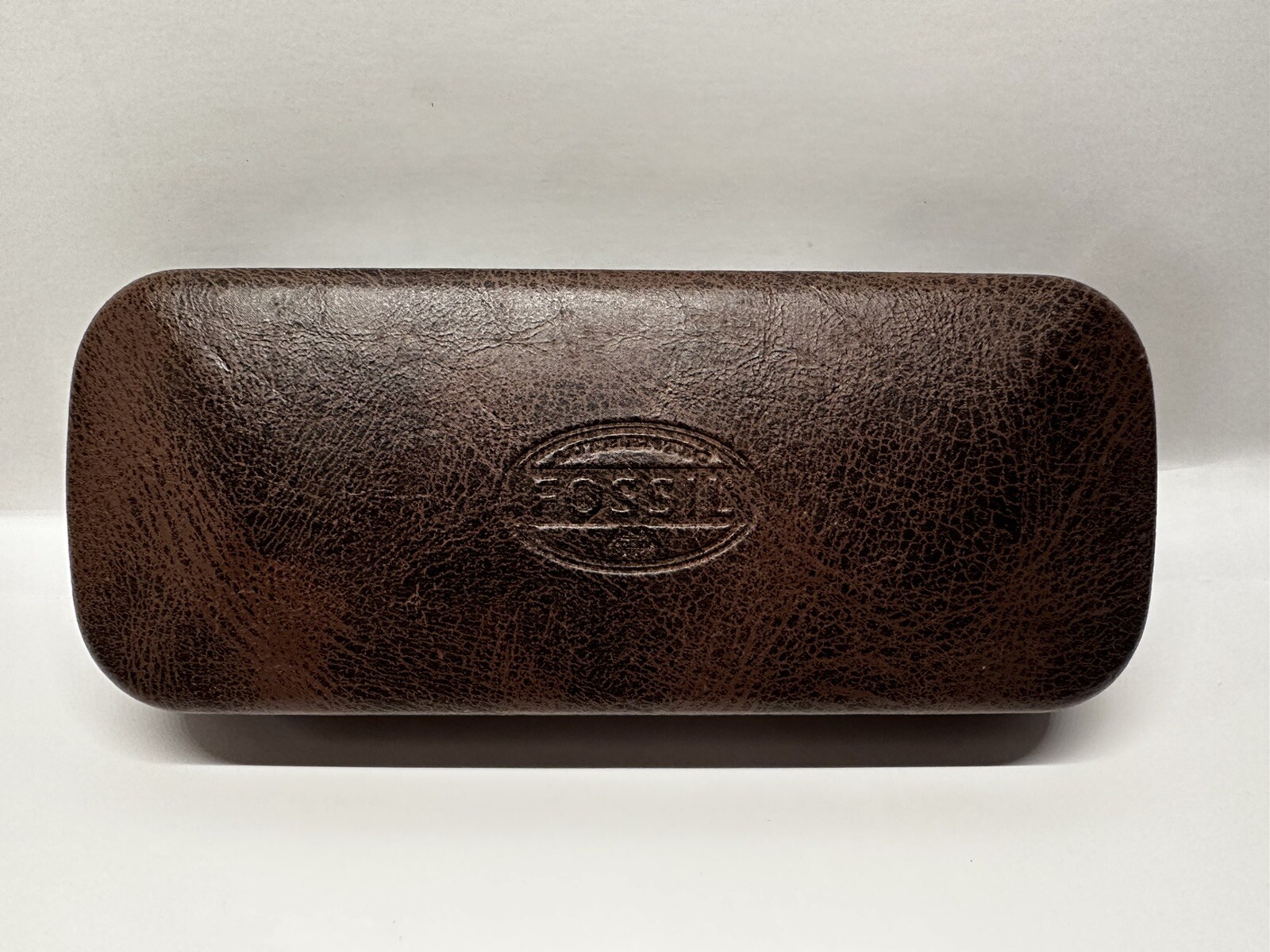 Fossil Eyeglass Eyewear Case Hard Clamshell Dark Brown Design Embossed ...