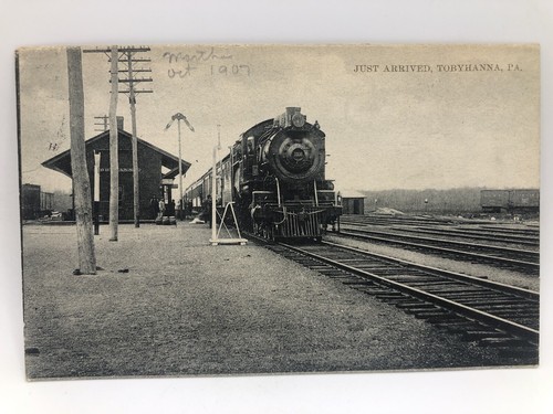 Postcard Just Arrived Tobyhanna Pennsylvania Passenger Train 1907 | eBay