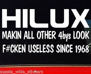 FUNNY DECAL 4x4 ACCESSORIES STICKERS for HILUX USELESS 200mm | eBay
