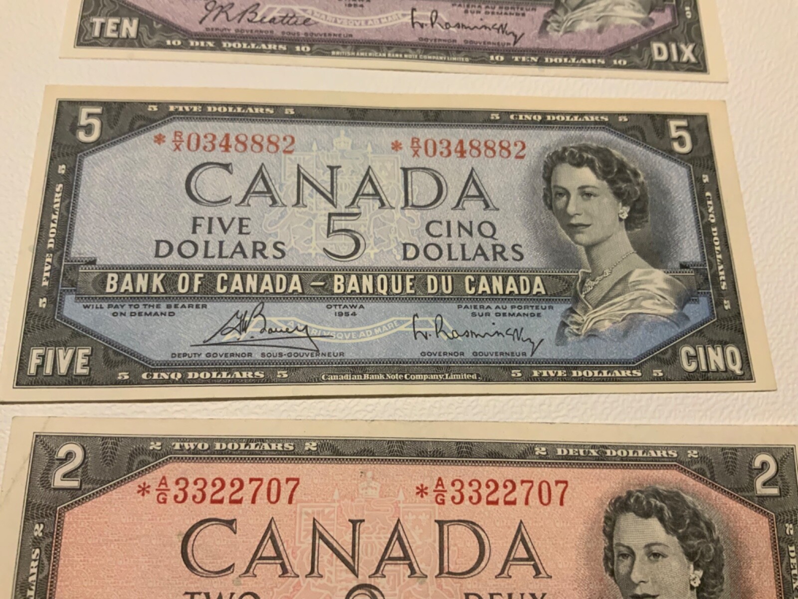 CANADA 1954 - RARE 1$ - 2$ - 5$ - 10$ , BANK OF CANADA * REPLACEMENT ...