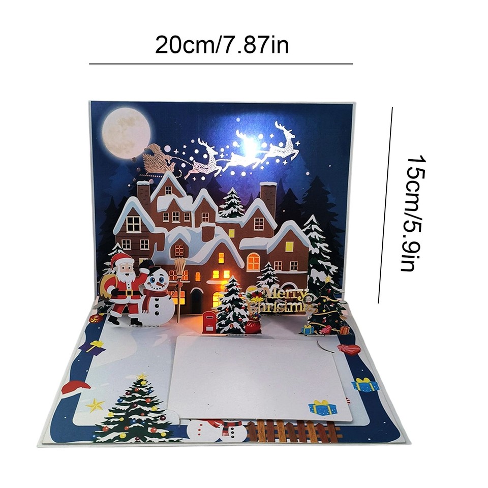 Christmas Cards Large Size,3D Pop Up Merry Christmas Card with Light ...