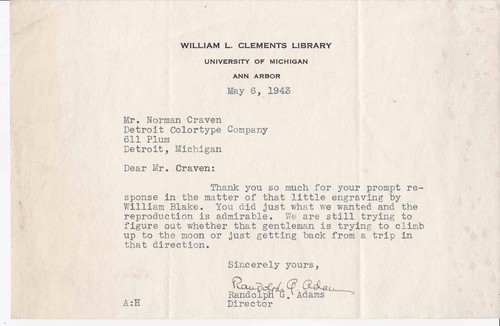 1943 Signed Autograph Letter William Clements Library Randolph G Adams ...