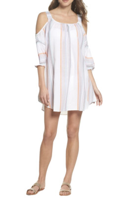 ECHO Sunset Stripe Cold Shoulder Cover Up $79 (S) Nordstrom | eBay