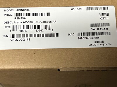 Aruba AP-503-US Dual Band WiFi6 1.49 Gbit/s Wireless Access Point ...