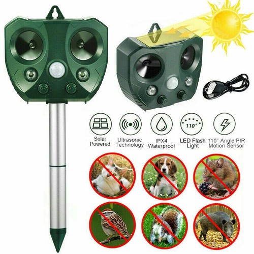 Solar Powered Ultrasonic Animal & Pets Repeller Motion Sensor Bird Rat ...