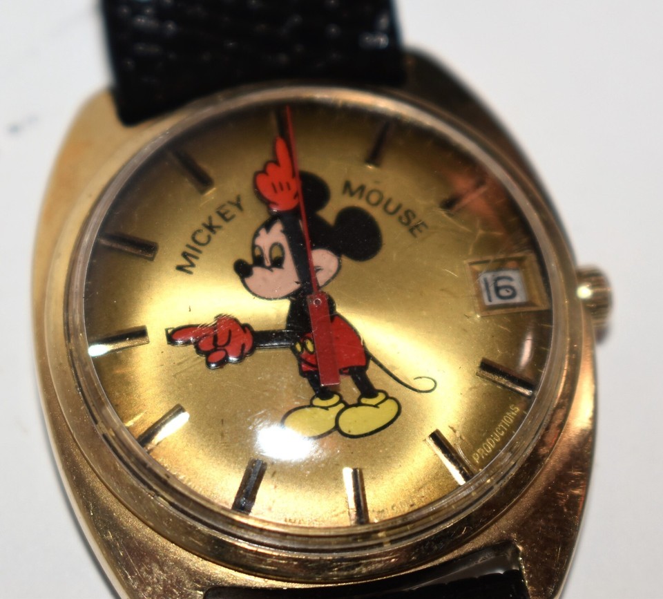 EXTREMELY RARE Vintage 14K Gold Elgin MICKEY MOUSE WALT DISNEY WRIST ...