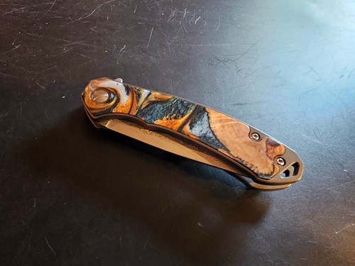Resin and Wood Pocket Knife with Damascus Blade by Carved, Inc. | eBay