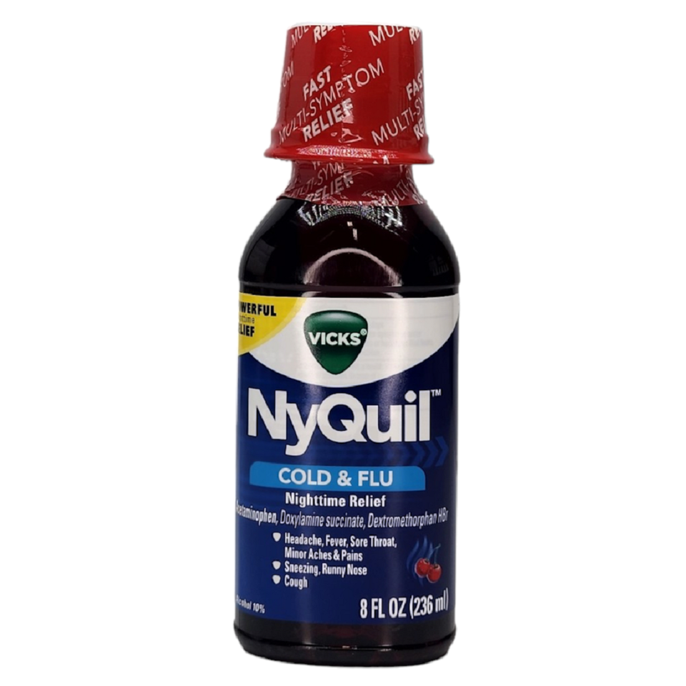 Vicks NyQuil, Nighttime Cold & Flu 8 Fl Oz, Cherry Flavor 3/2/1 Pack ...