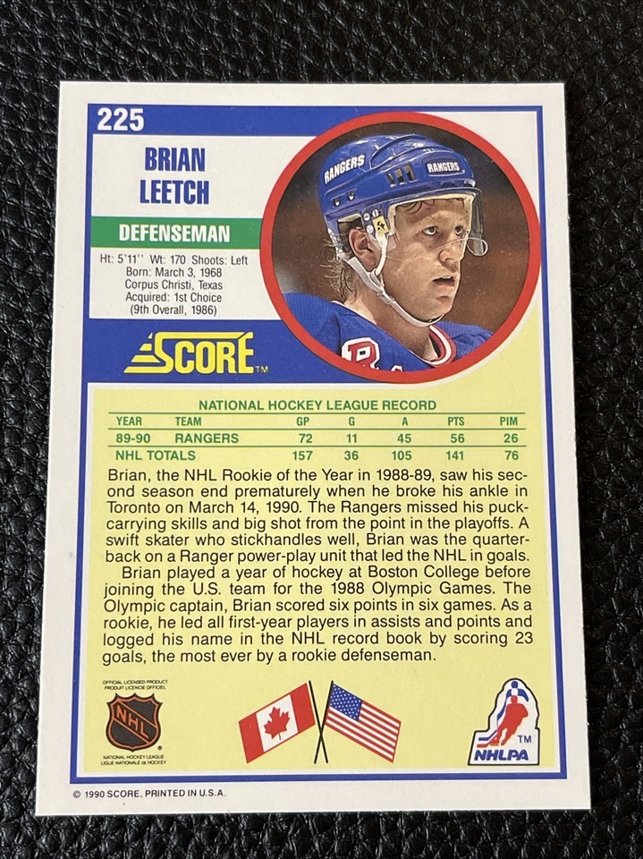1990-91 Score American #225 Brian Leetch - Rangers | eBay